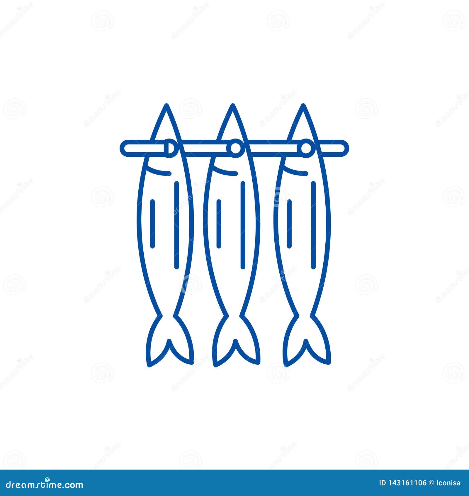 Fish Drying Line Icon Concept. Fish Drying Flat Vector Symbol, Sign ...