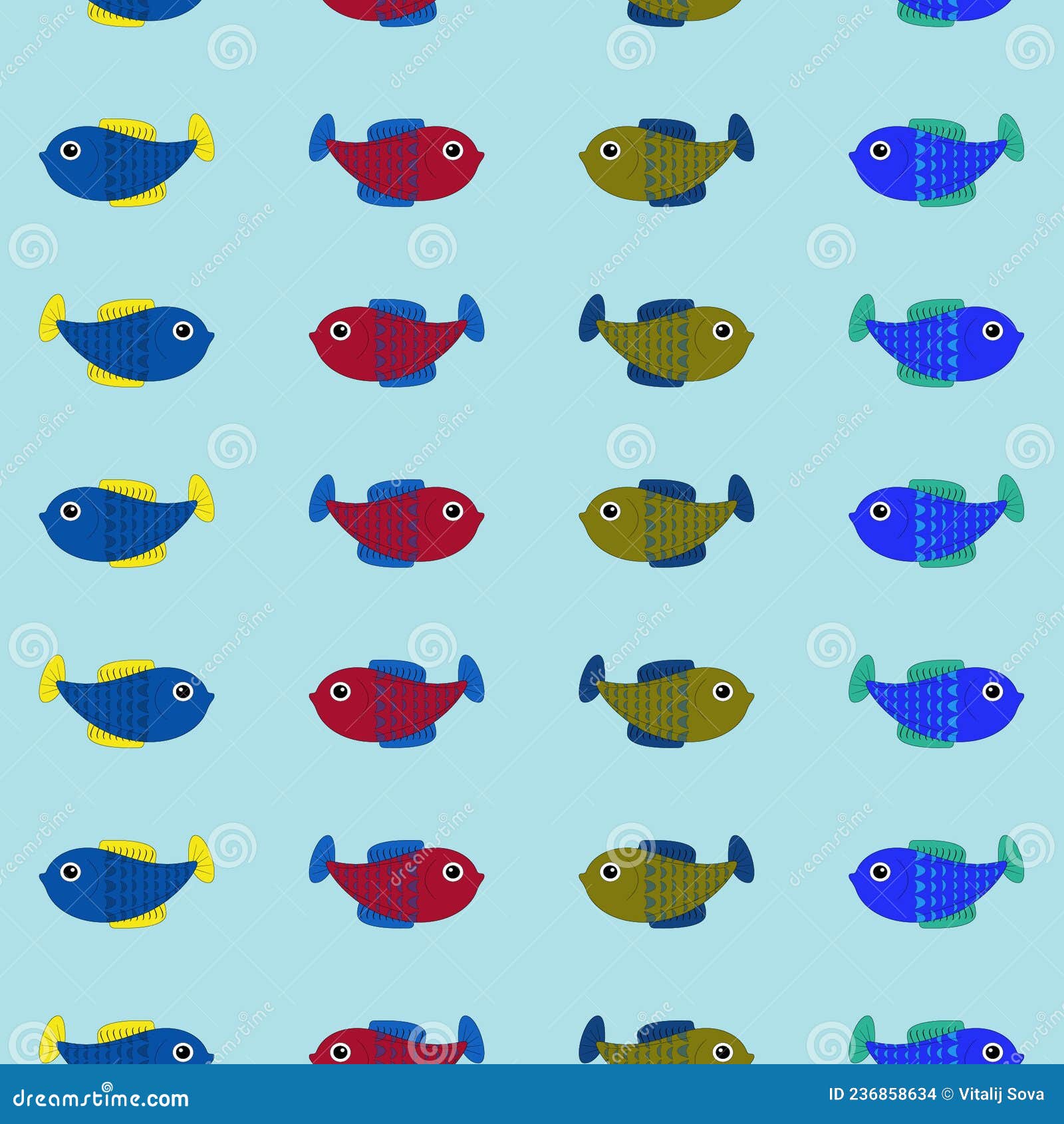 Cute animals stock illustration. Illustration of fish - 236858634