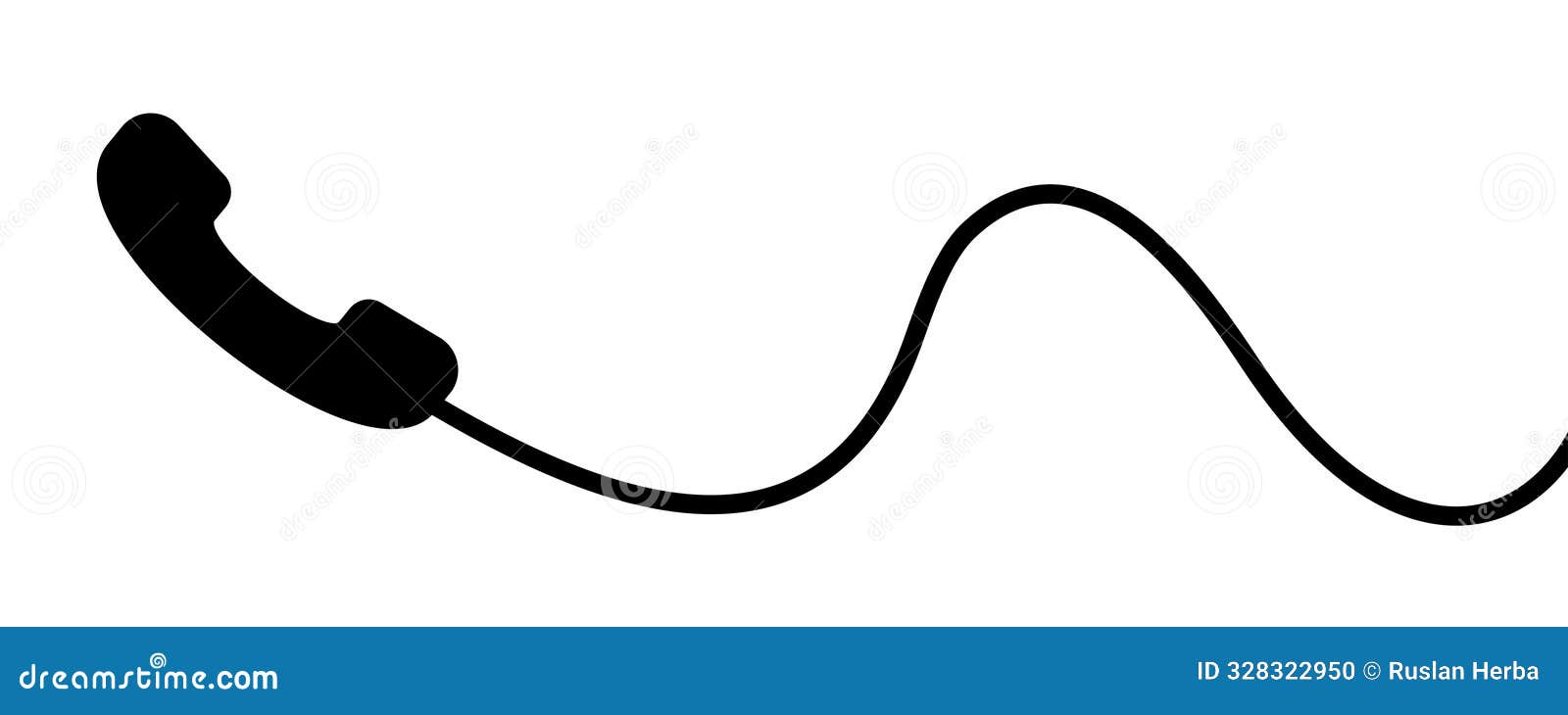 Fixed Phone with Cord. Old Handset and Cable. Retro Telephone with Wire ...