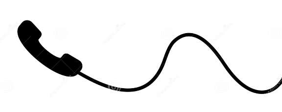 Fixed Phone with Cord. Old Handset and Cable. Retro Telephone with Wire ...