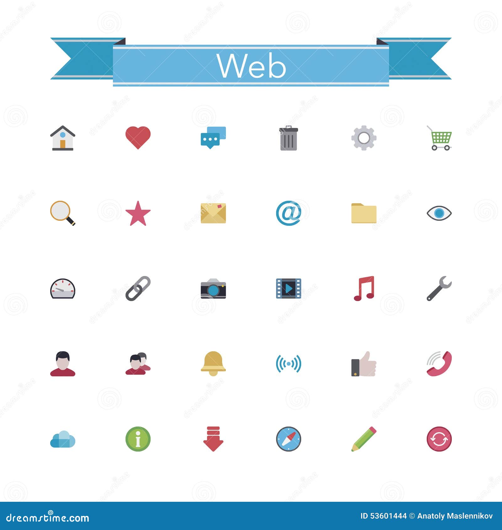 Web Flat Icons stock vector. Illustration of download - 53601444