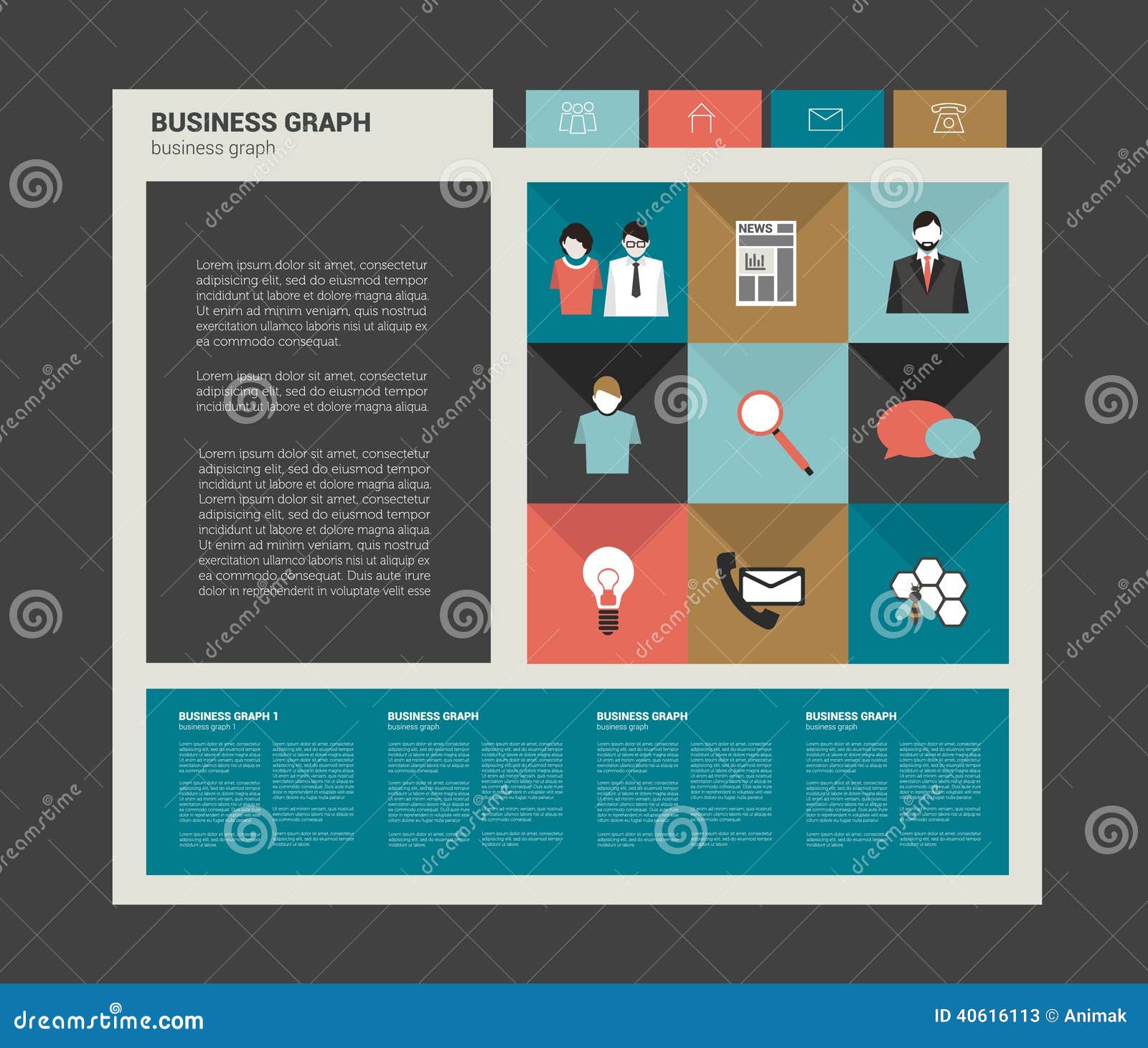 Web Flat, Simply Template Banner. Modern Icon Coll Stock Vector ...