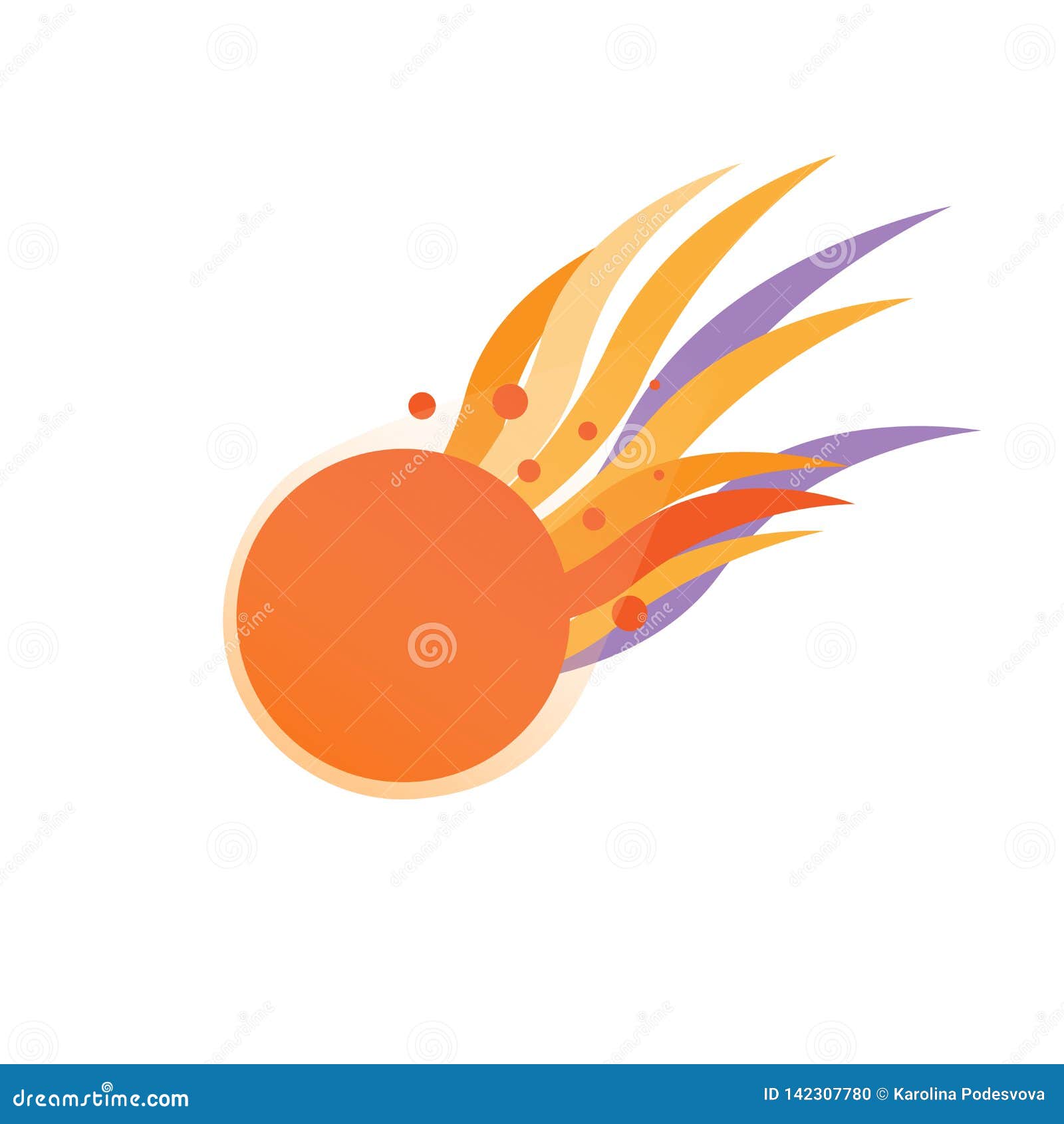 Flying Orange Comet with Fiery Tail Isolated Stock Illustration ...
