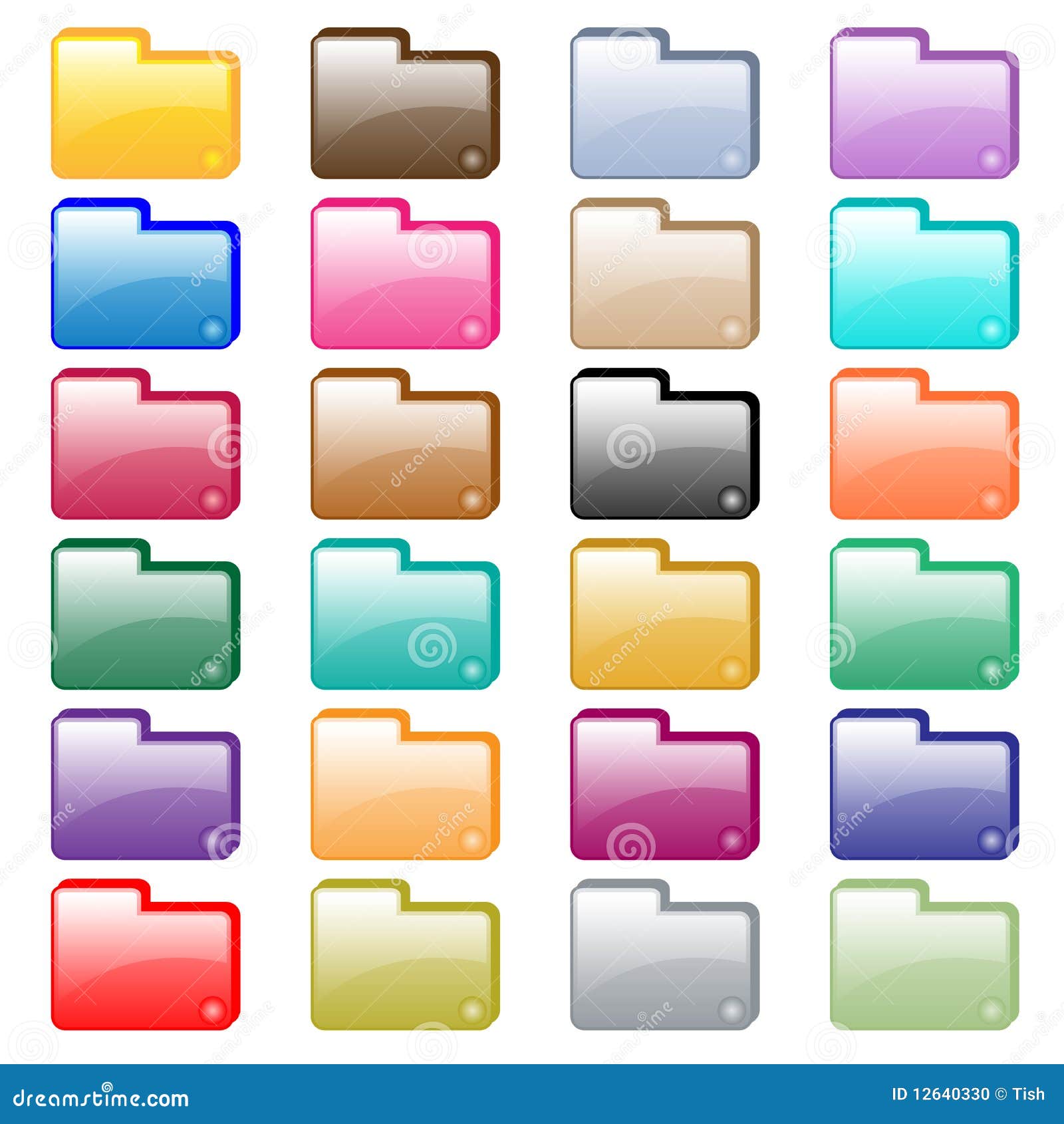 Web Folder Icons Assorted Colors Stock Vector - Illustration of filing ...