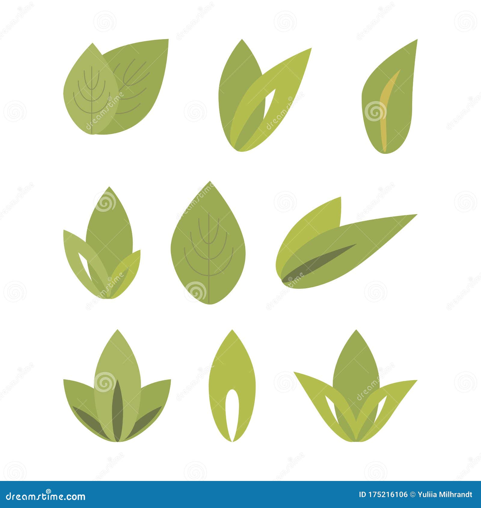 Foliage Icon Set. Vector Isolated Stock Illustration - Illustration of ...
