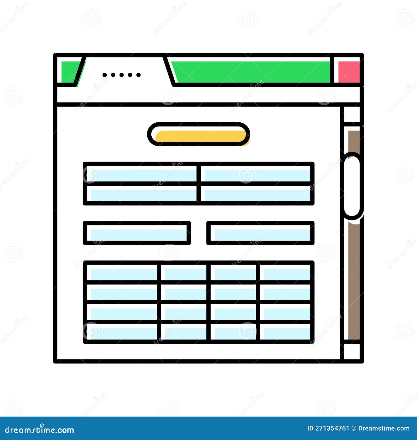 Web Form Document Paper Color Icon Vector Illustration Stock ...