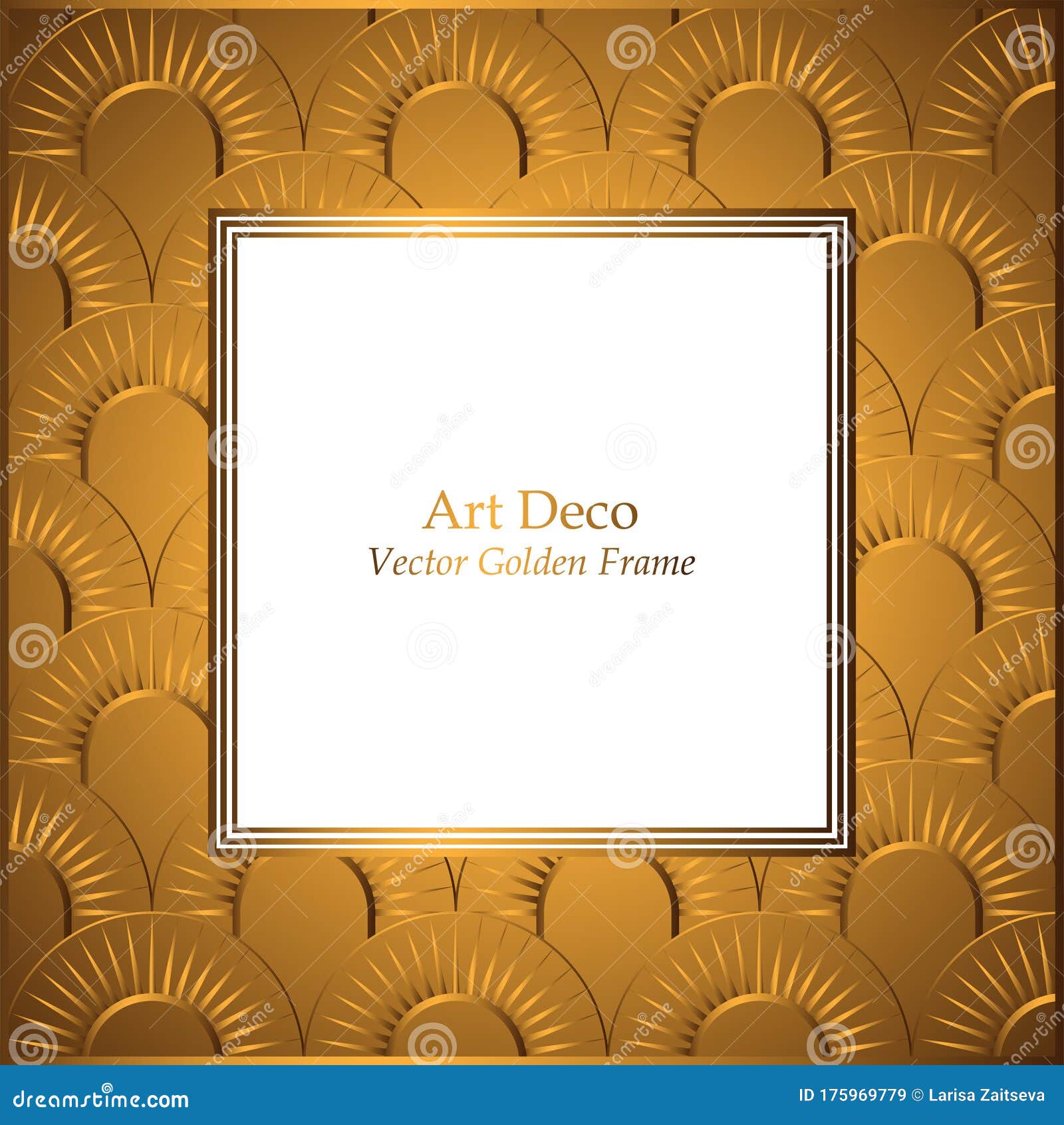 Frame With Golden Pattern. Shells Ornament Gold Background. Vector ...