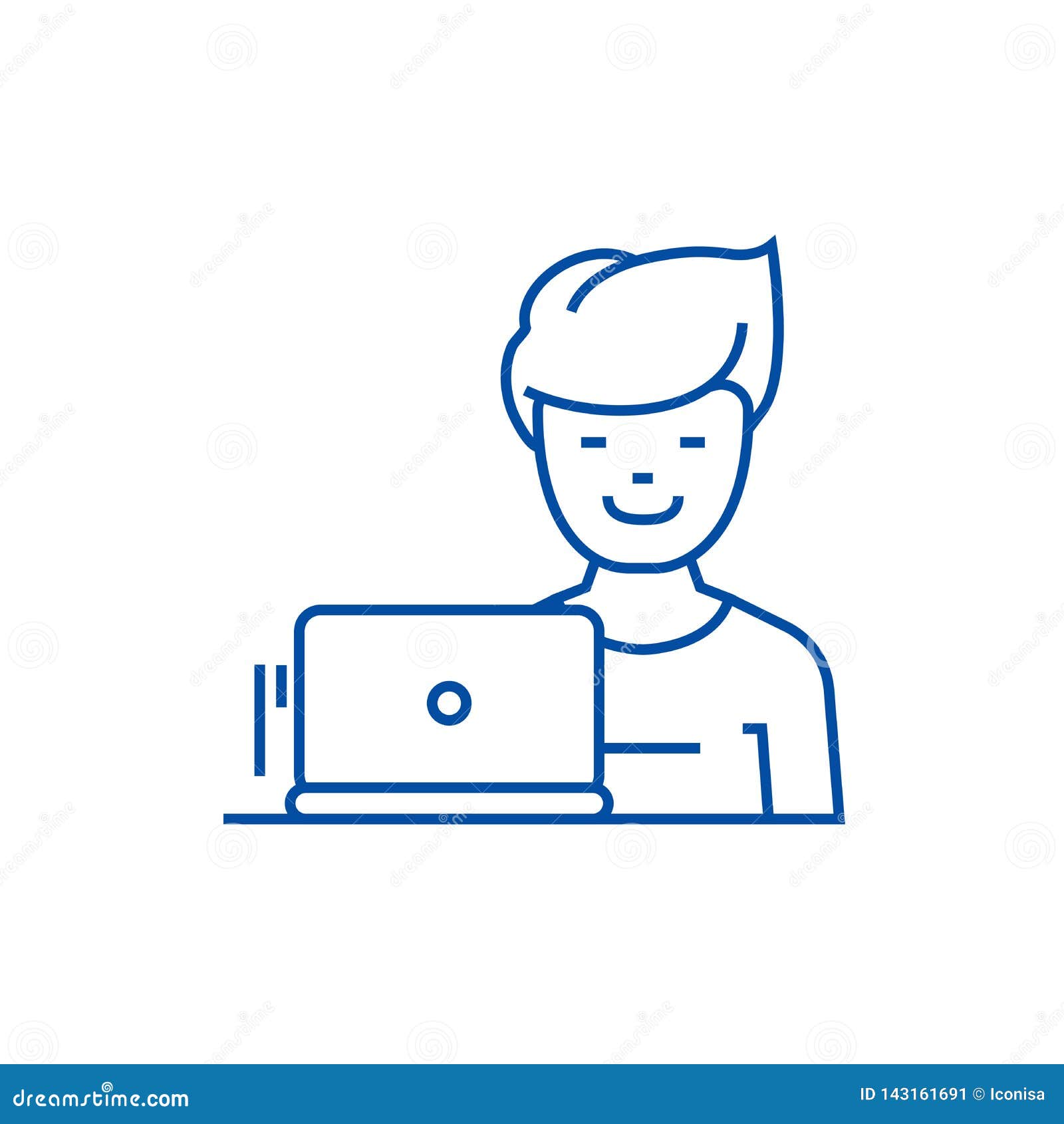 Freelancer Line Icon Concept. Freelancer Flat Vector Symbol, Sign ...