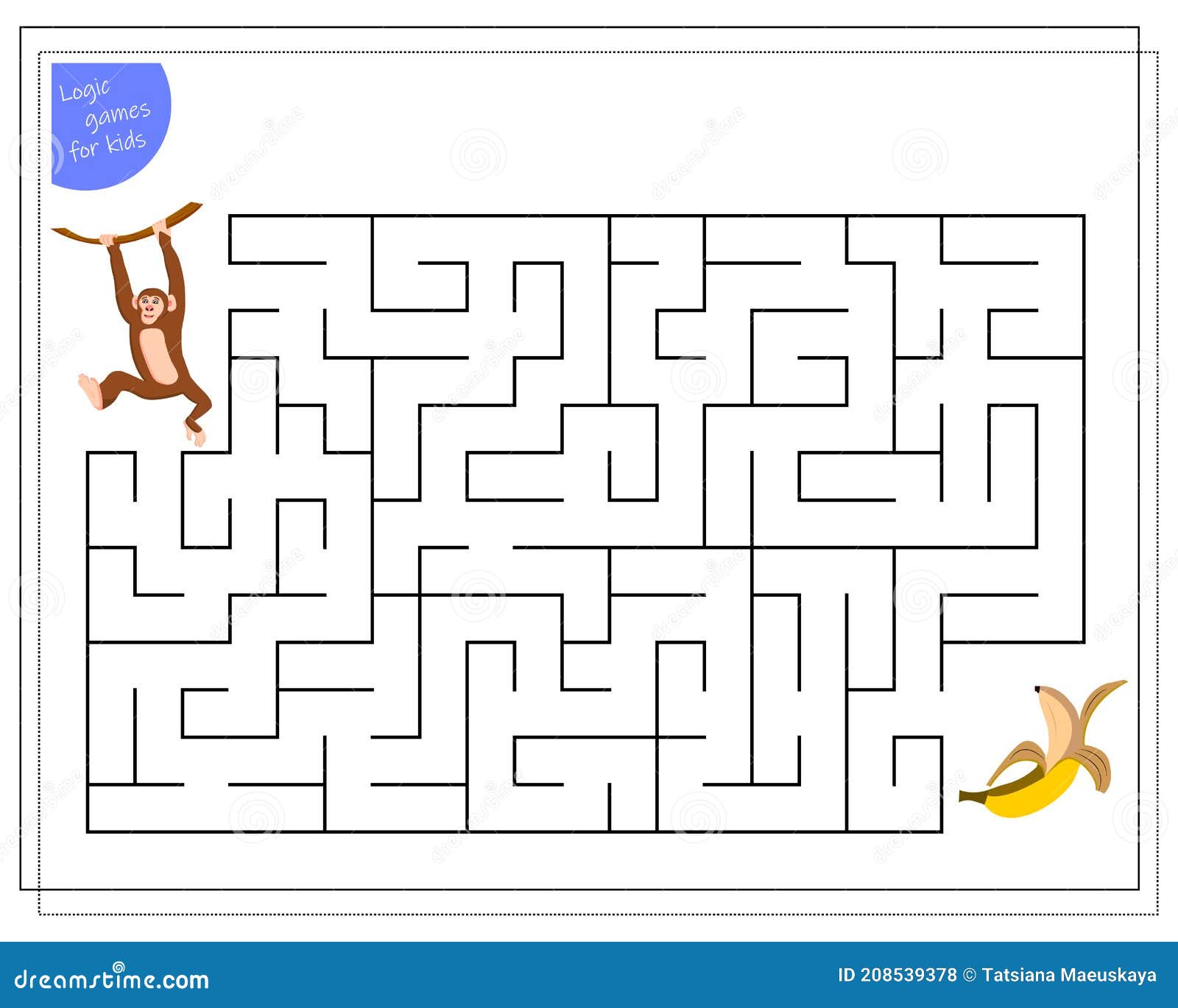 Help Monkey Find Path To Banana. Labyrinth. Maze Game For Kids. Black ... Help Monkey Find Path To Banana. Labyrinth. Maze Game For Kids. Black ...