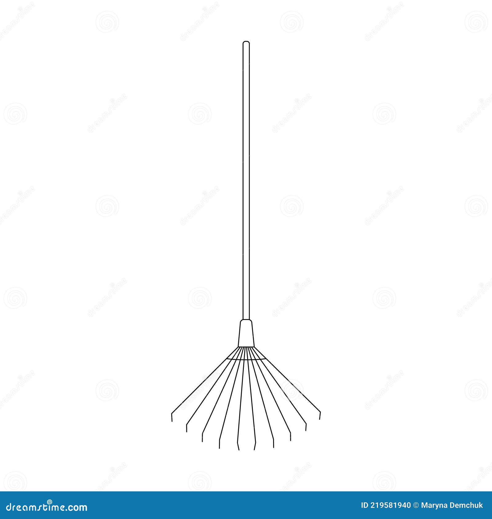 Gardening Tools Lawn Rake Outline Simple Minimalistic Flat Design ...