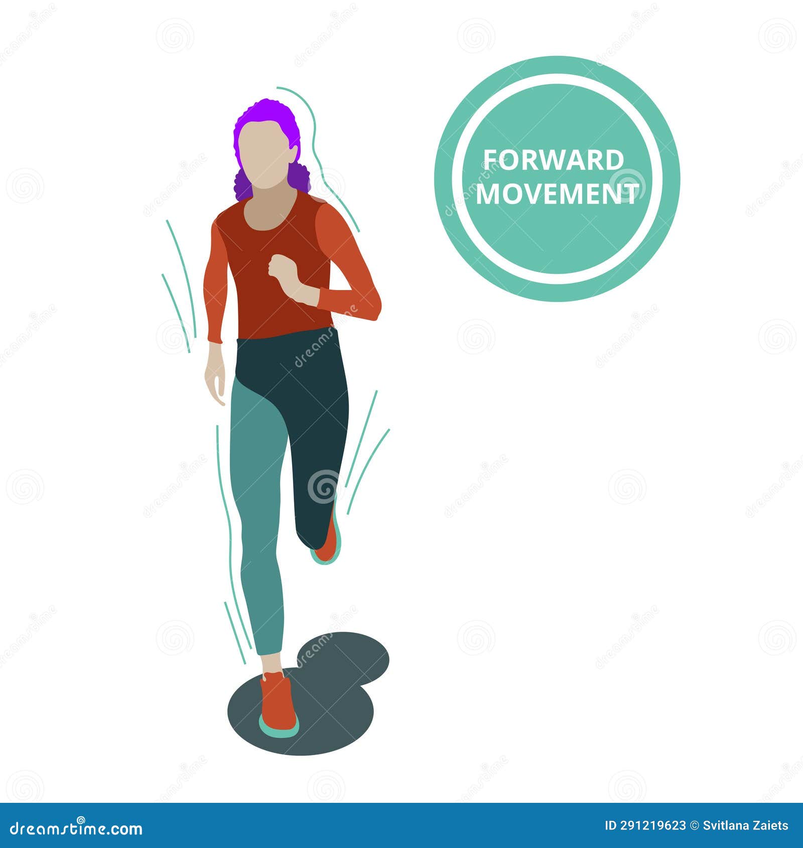 Girl Athlete Runs. Forward Movement. Vector Illustration in Flat Style ...