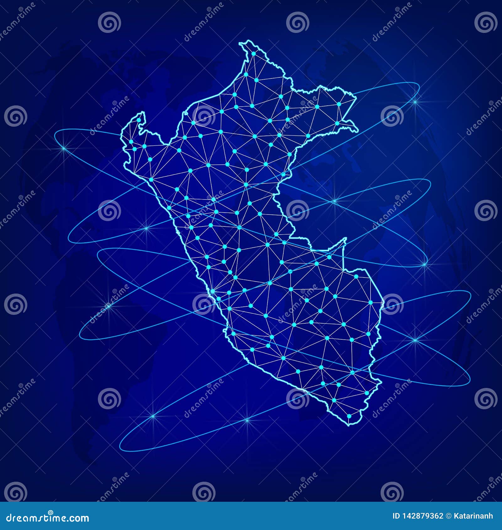 Global Logistics Network Concept. Communications Network Map Peru on ...