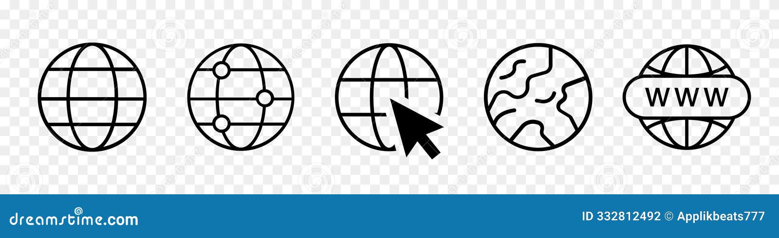 Web Globe Logo Collection. Set of Black Globe Planet Icon Stock Vector ...