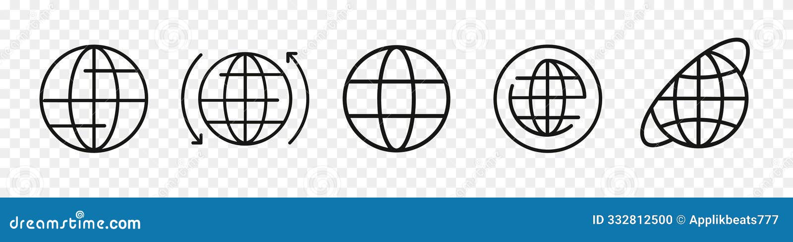 Web Globe Logo Collection. Set of Black Globe Planet Icon Stock Vector ...