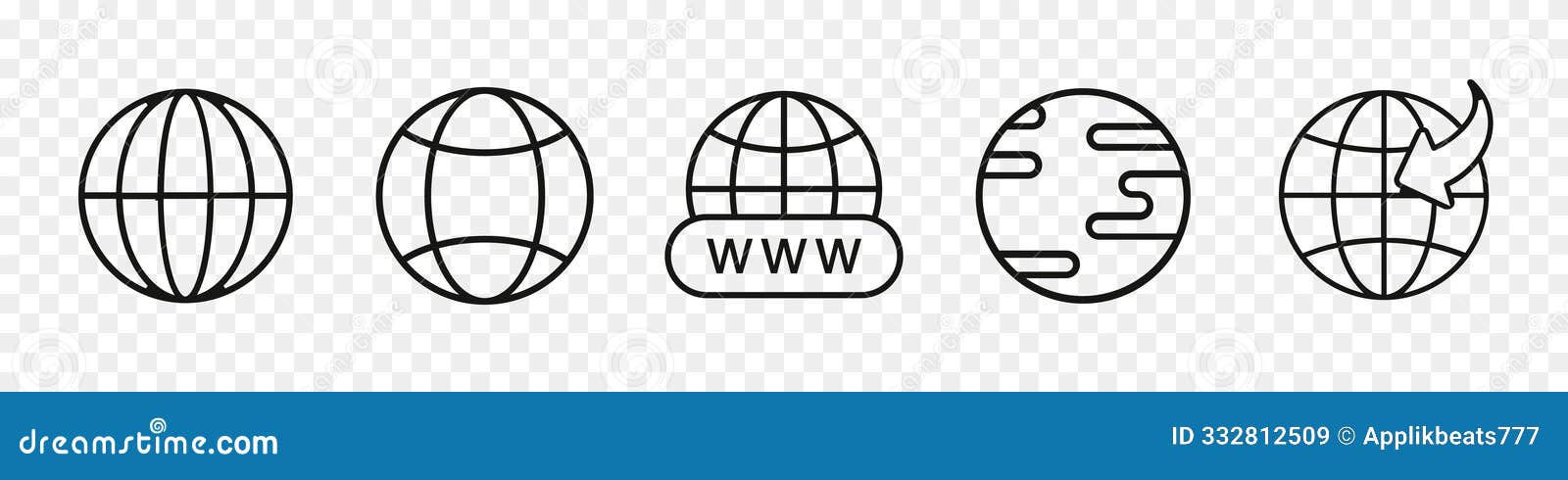 Web Globe Logo Collection. Set of Black Globe Planet Icon Stock Vector ...