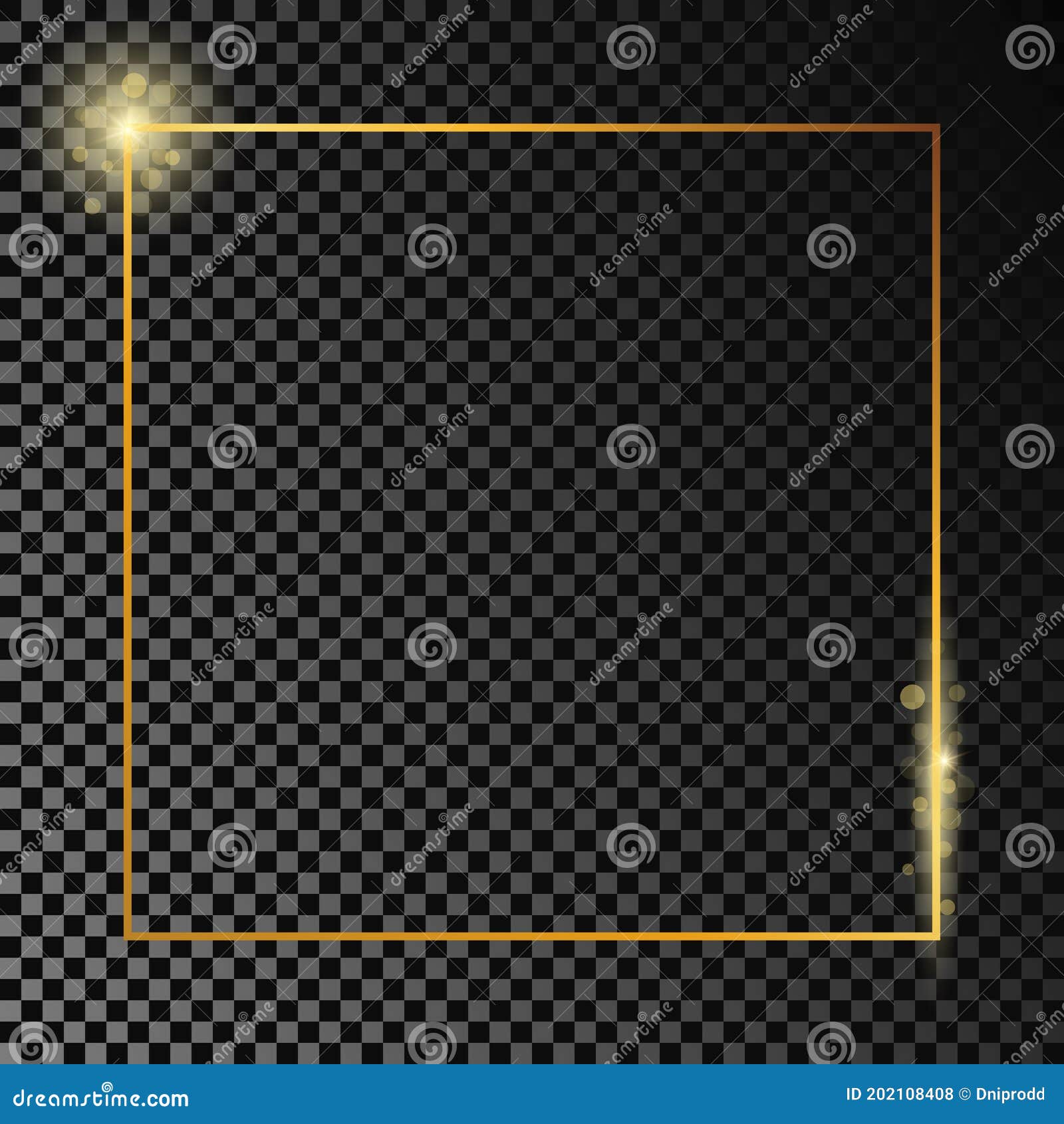 Gold glowing square frame stock vector. Illustration of black - 202108408