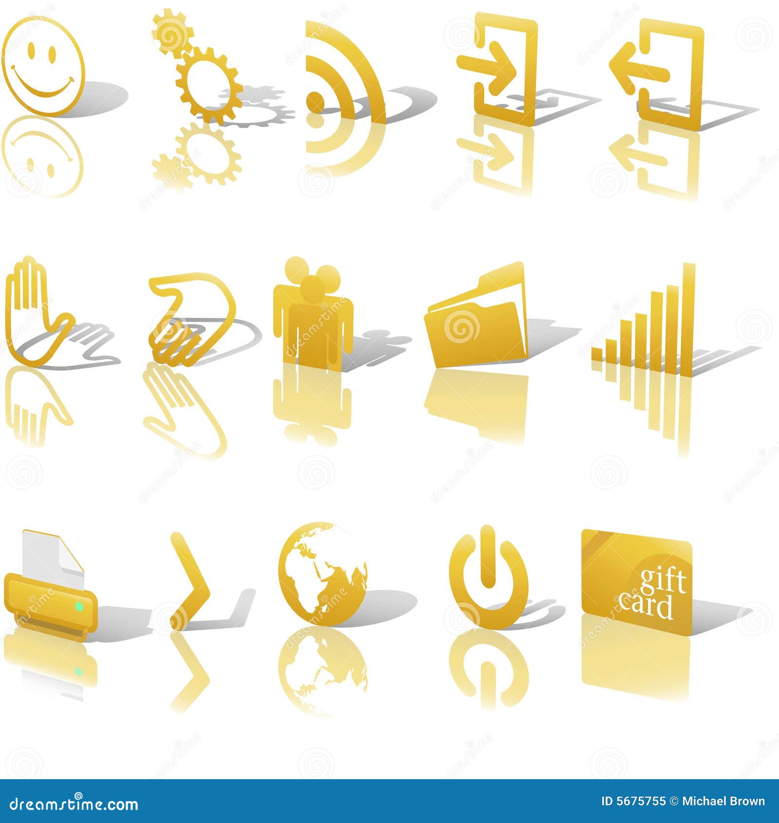 Web Gold Icons Angled on White Set 2 Editorial Image - Illustration of ...