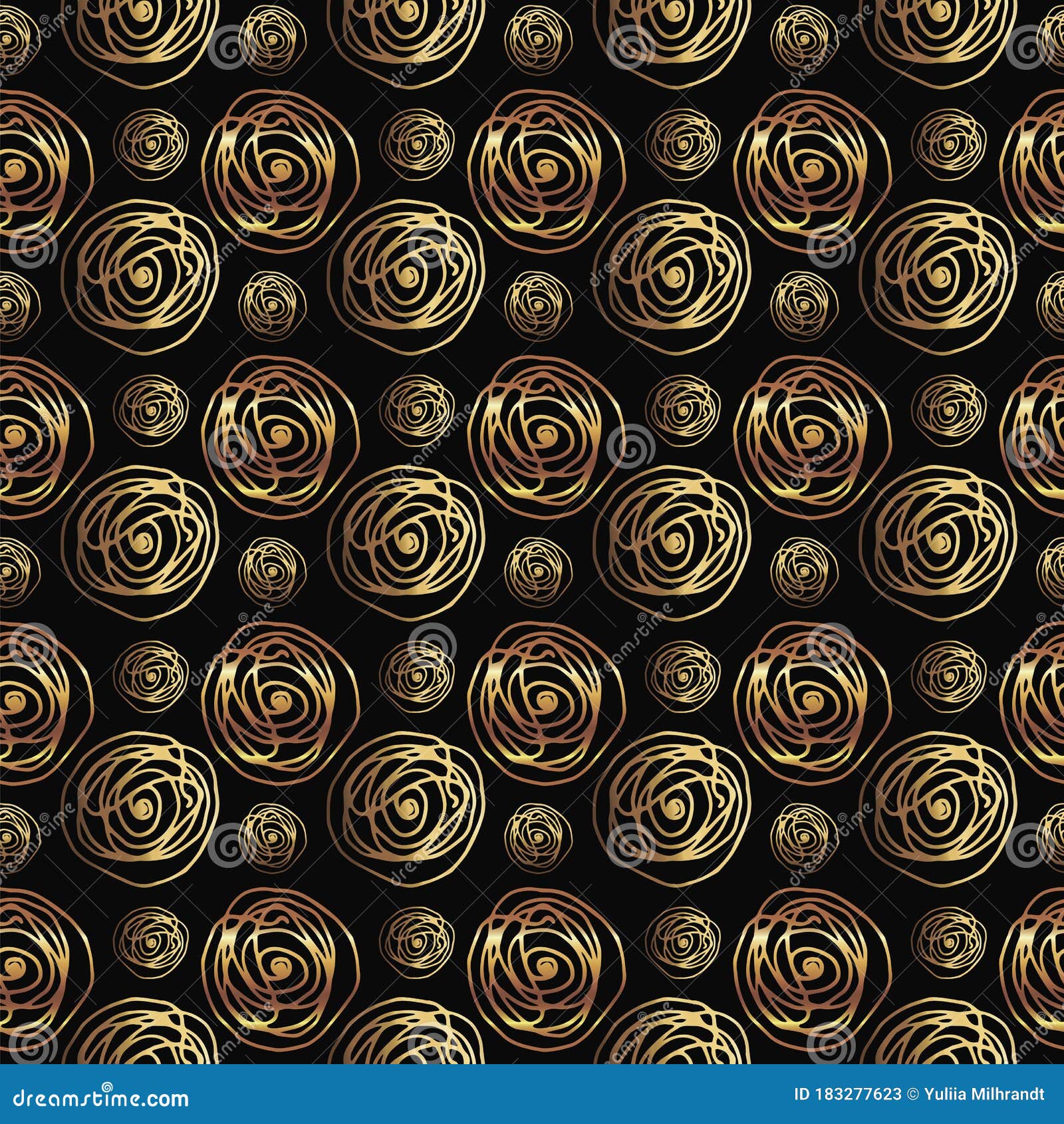 Golden Balls Seamless Pattern. Hand Drawn Vector Stock Illustration ...