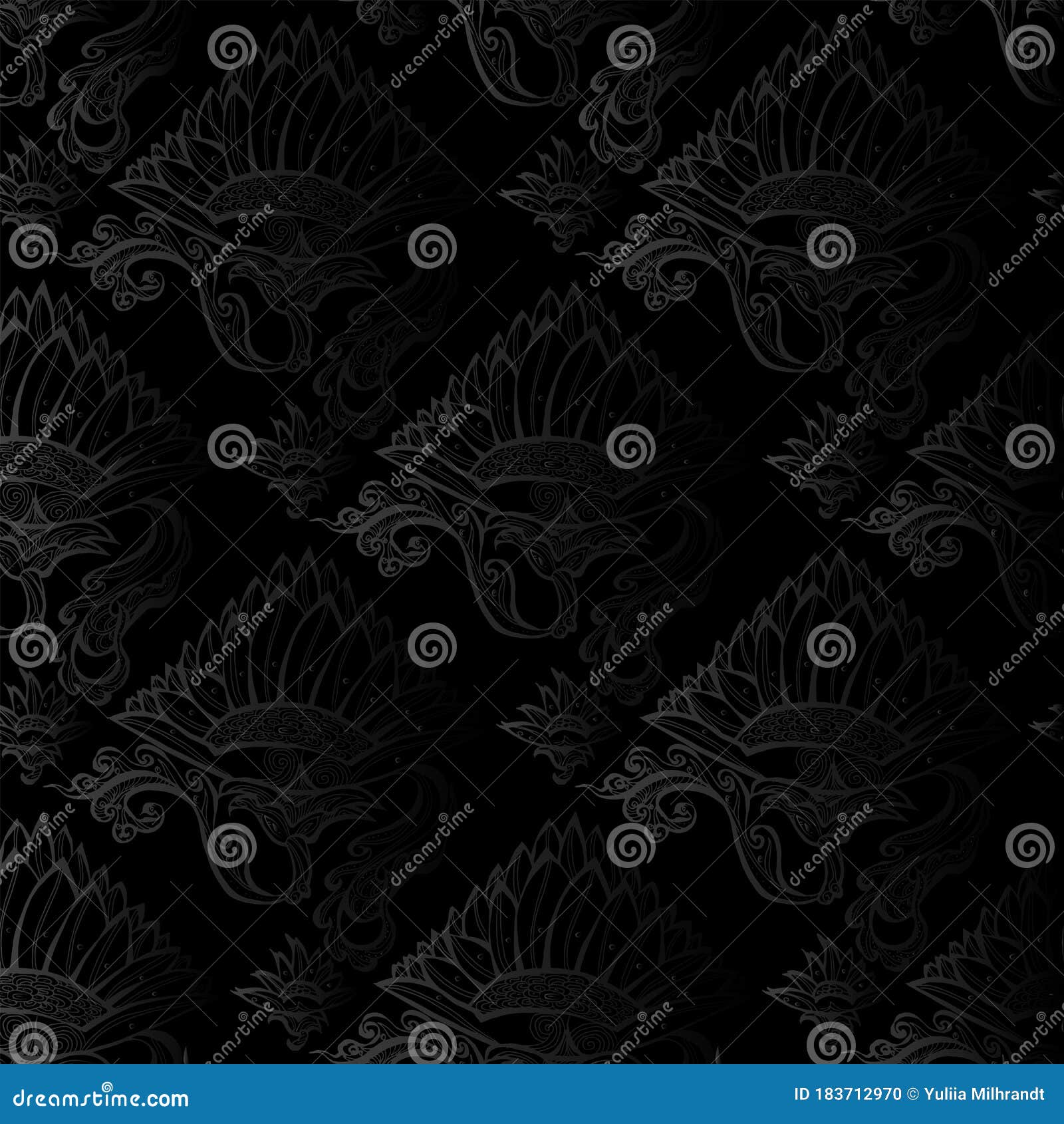 Gothic Seamless Pattern on a Black Background. Stock Illustration ...