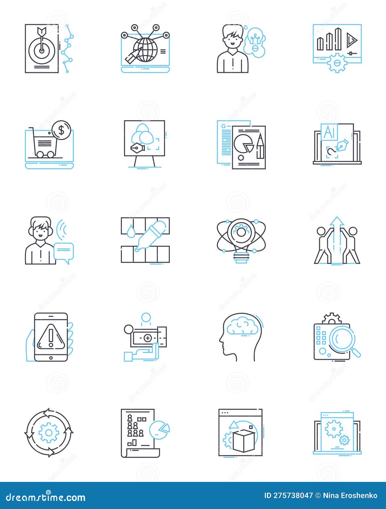 Governance Coordination Line Icons Collection. Leadership ...