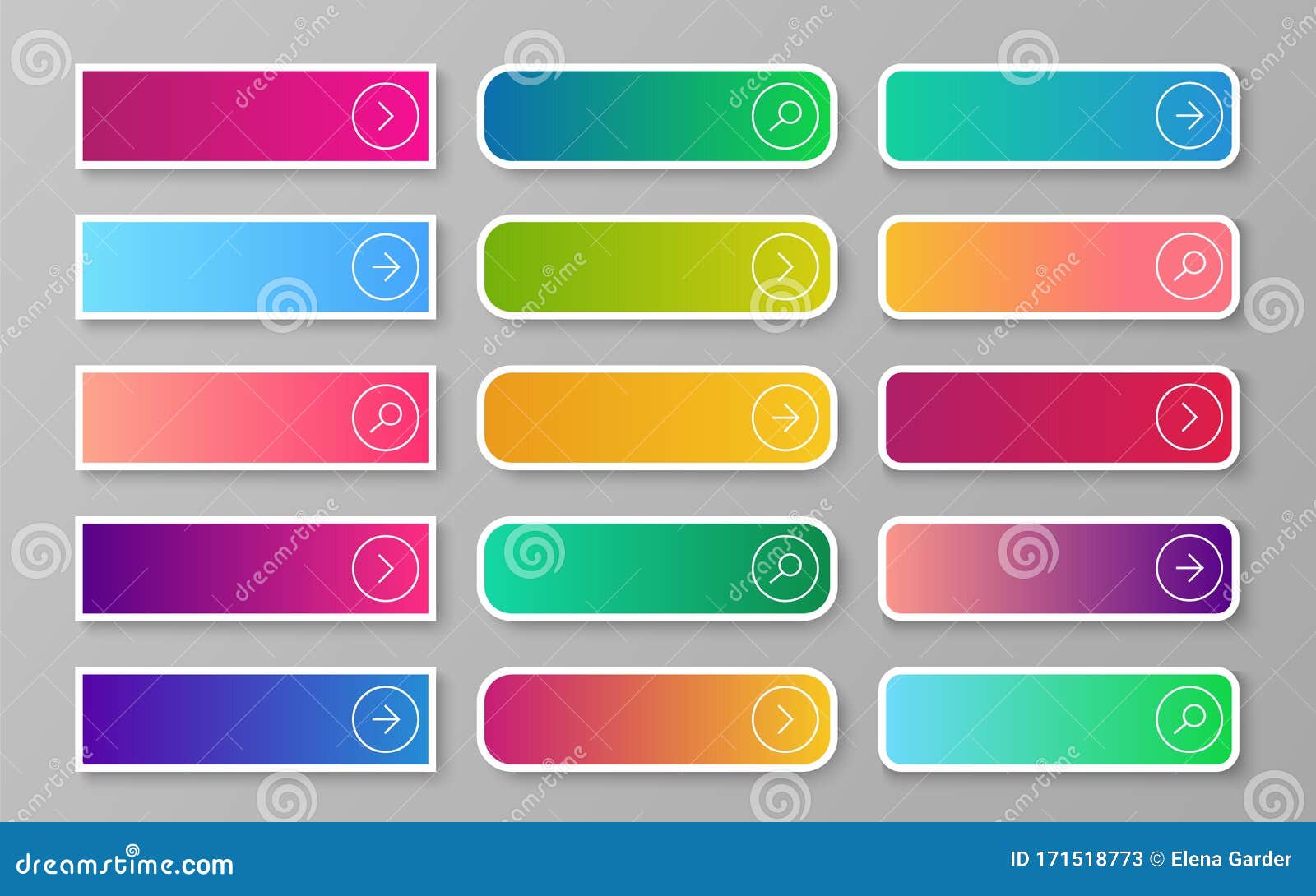 Web Gradient Button. Search, Read More, Next and Continue Submit Buttons Stock Vector ...