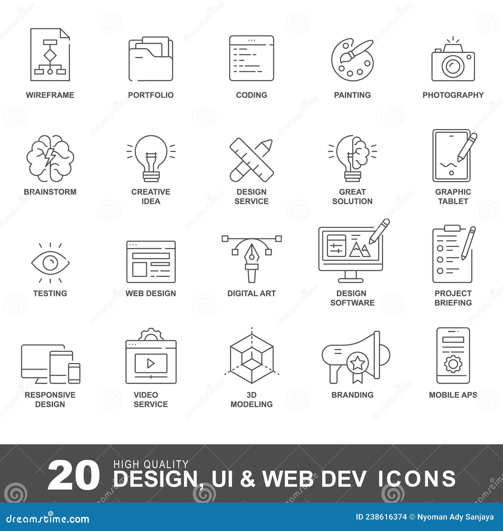 Web and Graphic Design Icons. Vector Creative and Development Icon Set ...