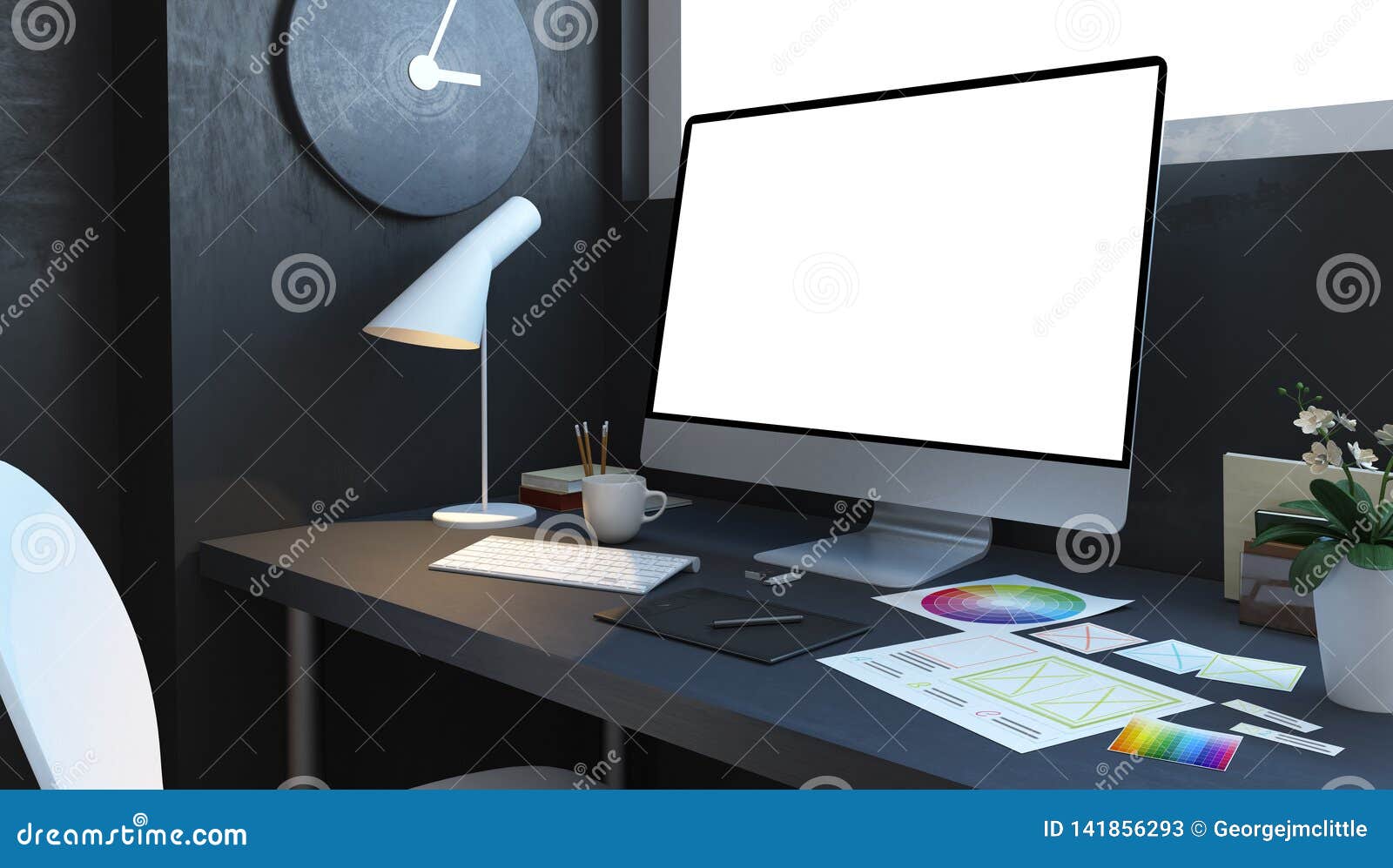 Web or Graphic Designer Workspace Stock Illustration - Illustration of ...