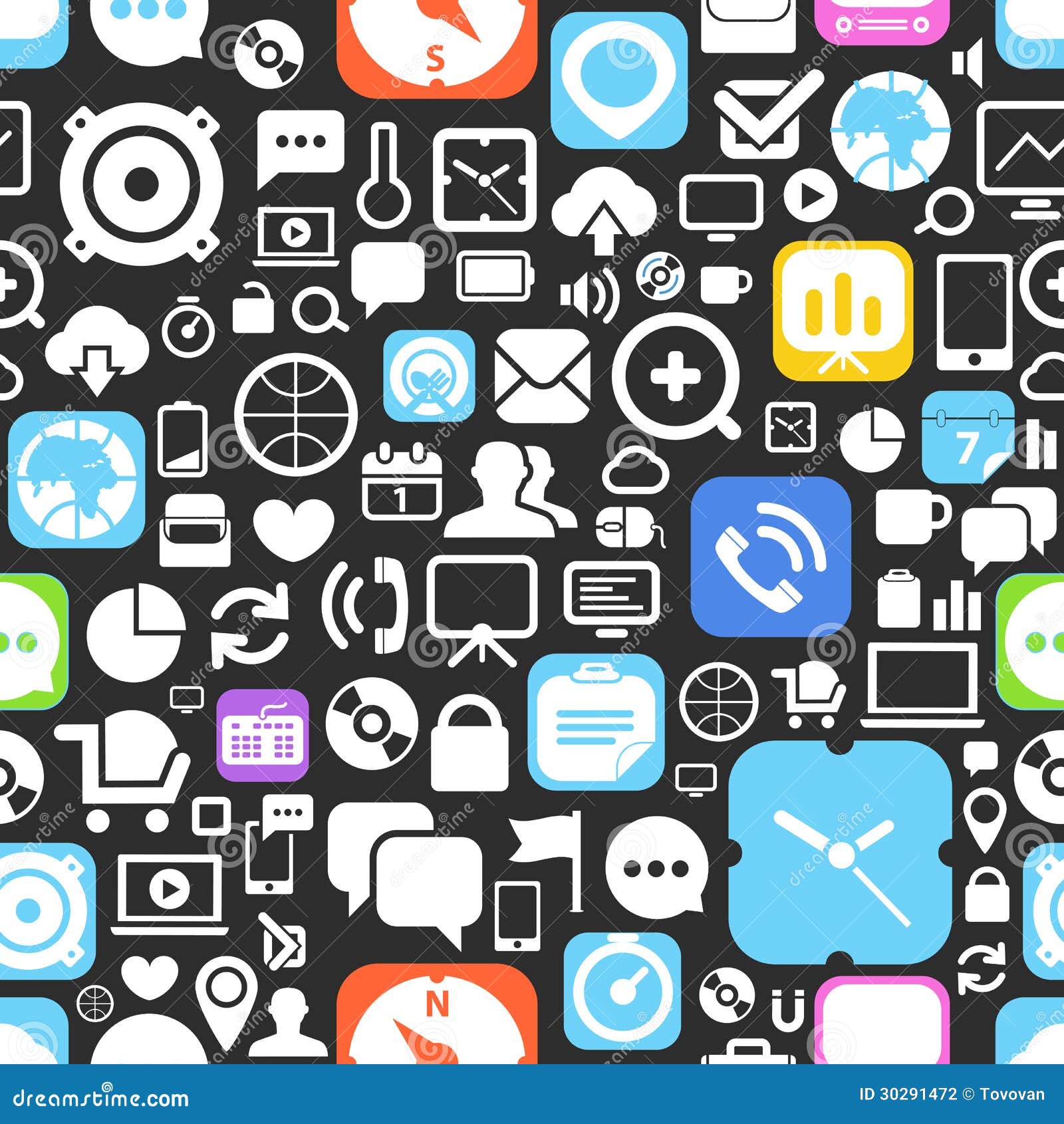 Web Graphic Icons Seamless Background Stock Vector - Illustration of ...