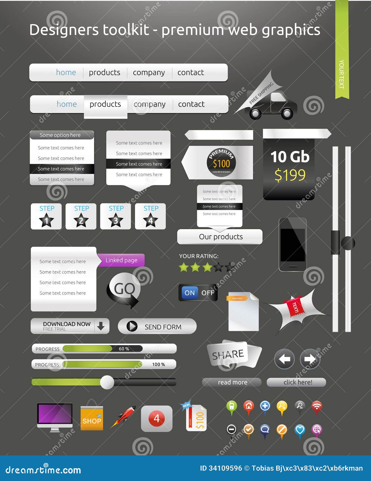 Web graphics stock illustration. Illustration of buttons - 34109596