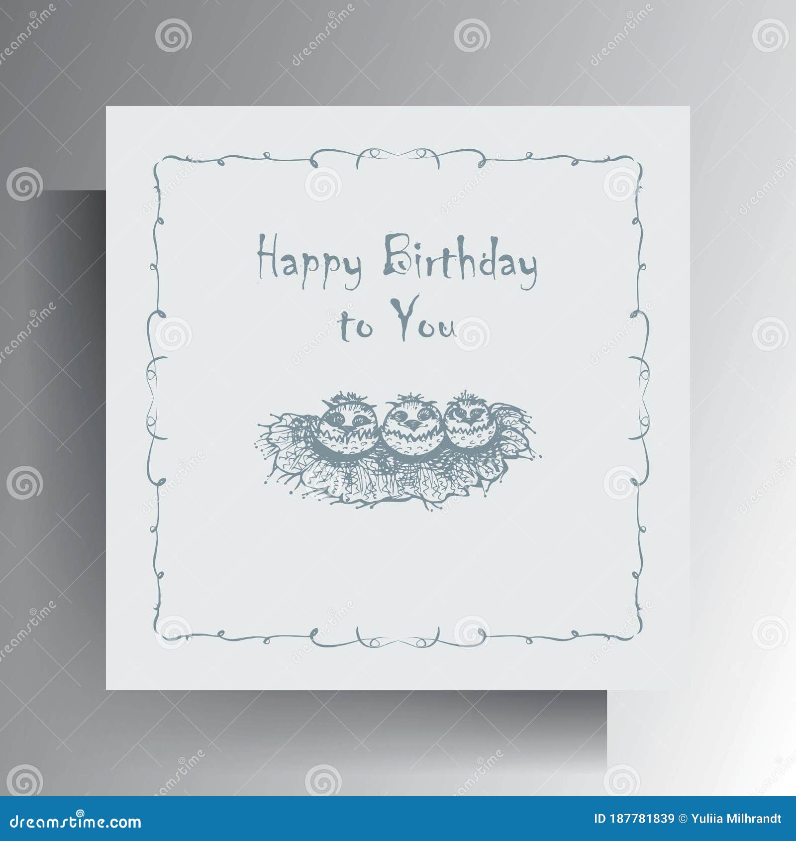 Greeting Card Design Template. Cute Hand Drawn Character Stock ...