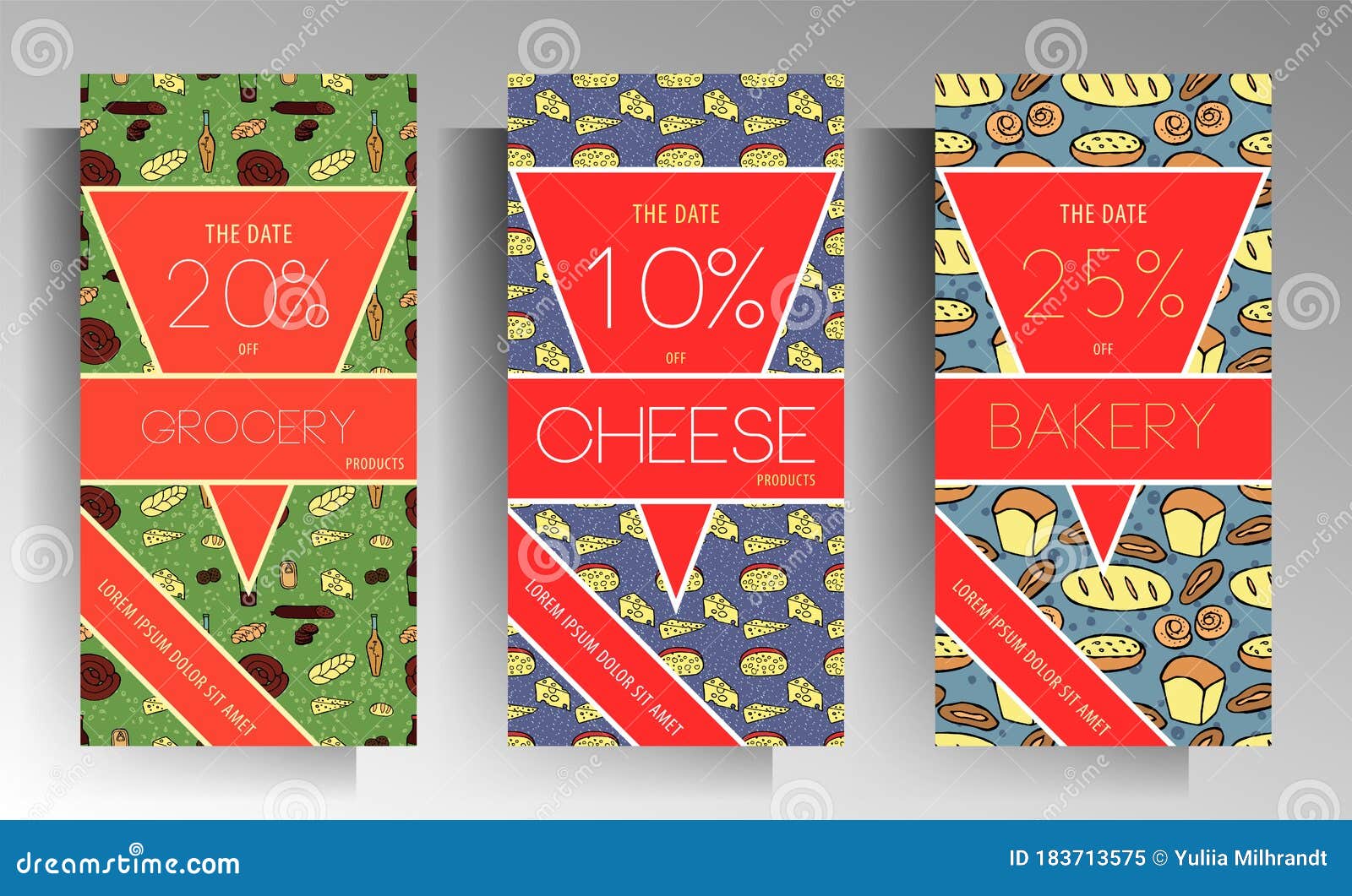 Grocery Store Banner Template Set. Stock Illustration - Illustration of ...