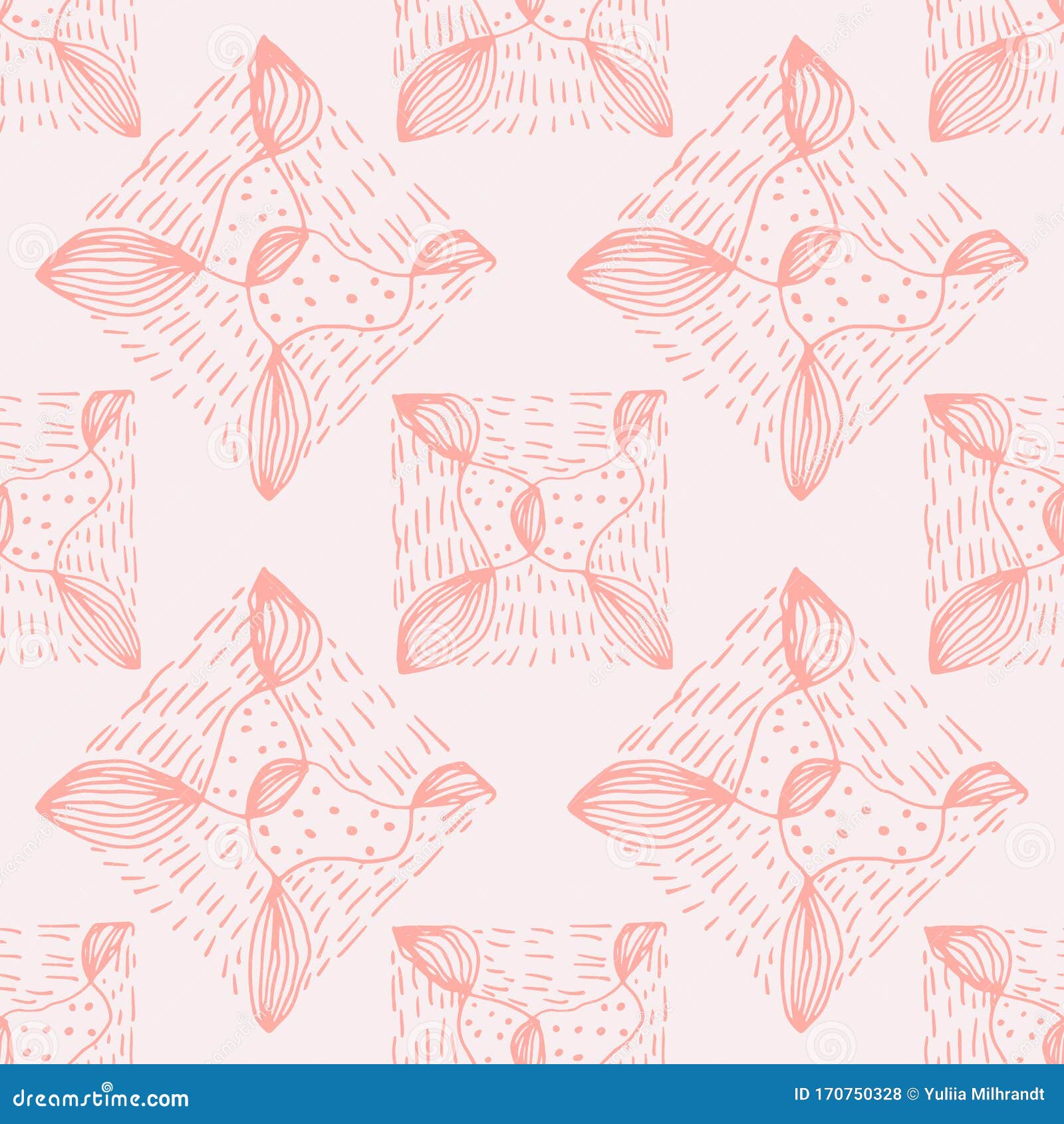 Abstract Hand-drawn Seamless Cream Background with Curved Lines. Vector ...