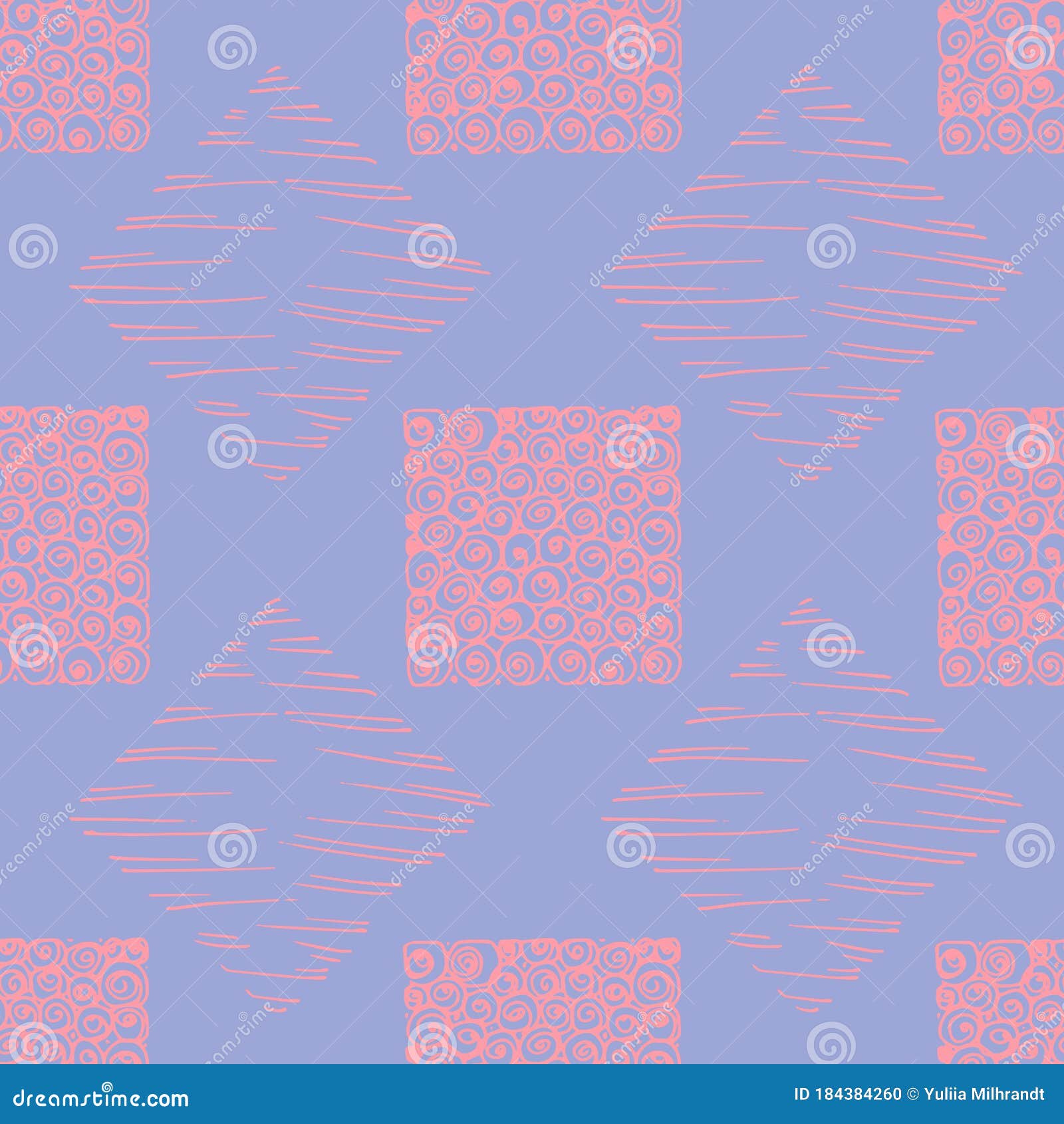 Hand Drawn Abstract Seamless Texture with Curved Lines on a Purple ...