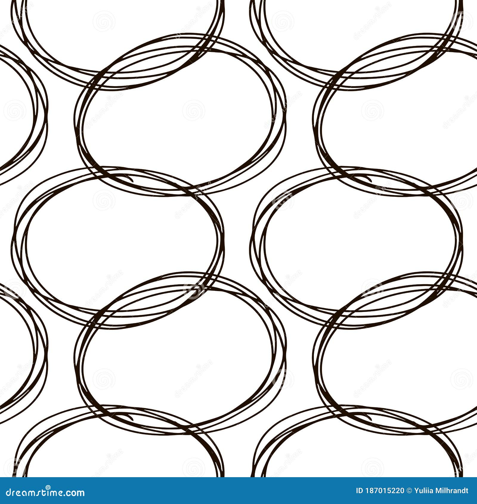 Hand Drawn Circles Geometric Seamless Pattern. Black and White Vector ...