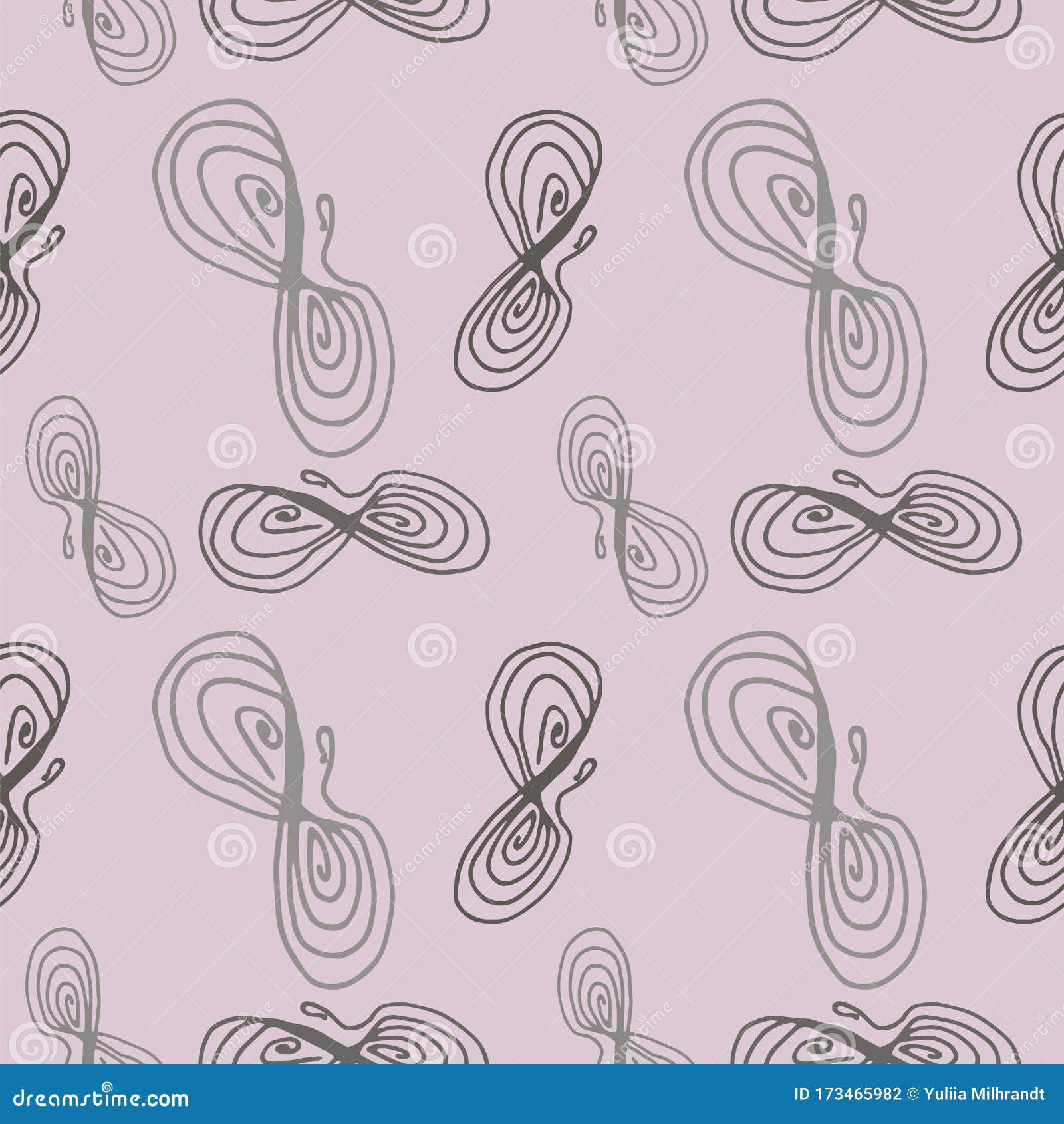 Doodle Seamless Pattern on a Pink Background. Hand Drawn Vector Stock ...