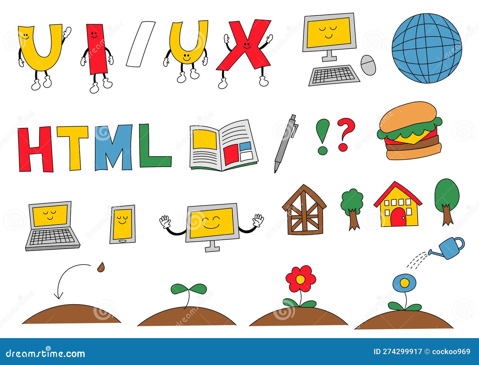 Web Hand Drawn Illustration Set Stock Illustration - Illustration of ...