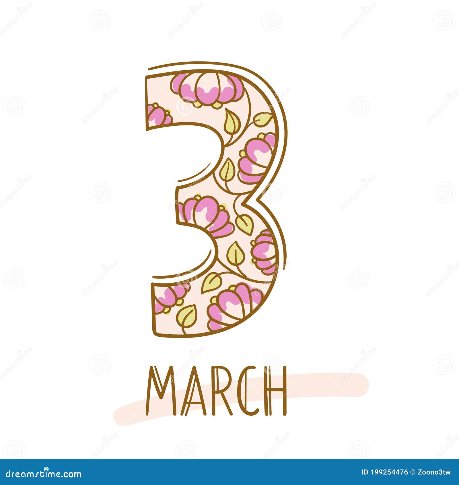 Hand Writing 3 and March on White Background. Stock Vector ...