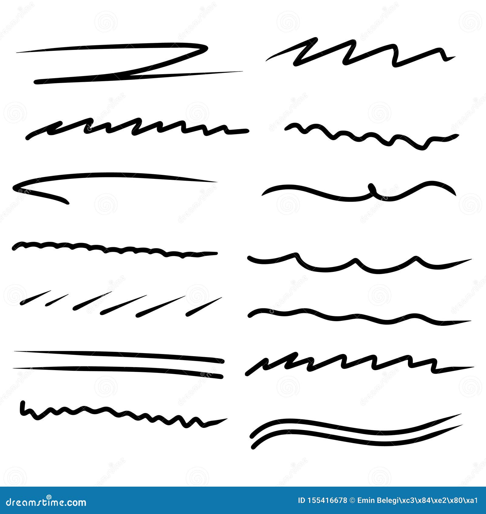 Handmade Collection Set of Underline Strokes Stock Vector ...