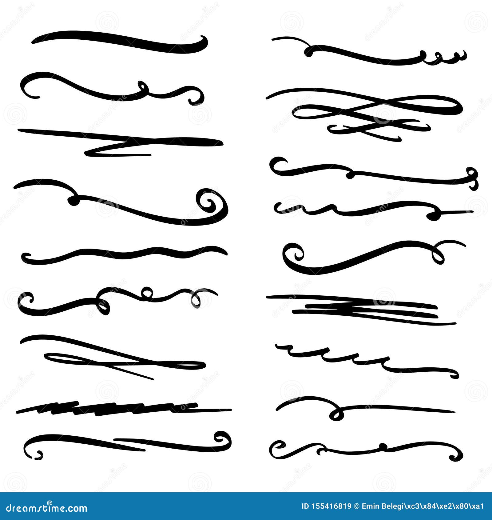 Handmade Collection Set of Underline Strokes Stock Vector ...