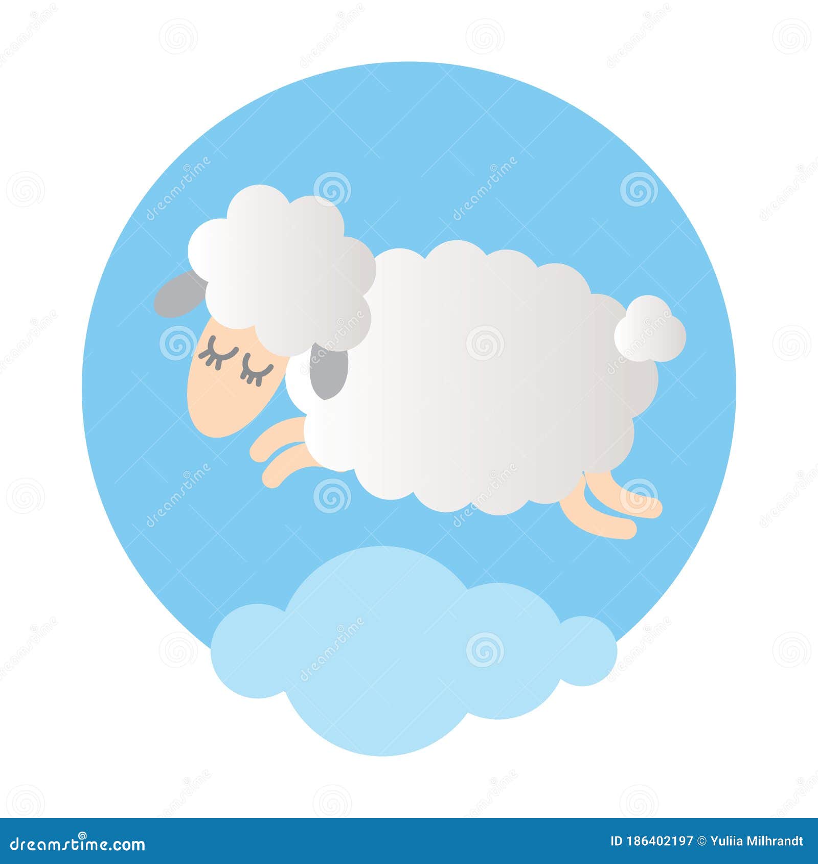 Happy Sheep on a Cloud. Vector Isolated Stock Illustration ...