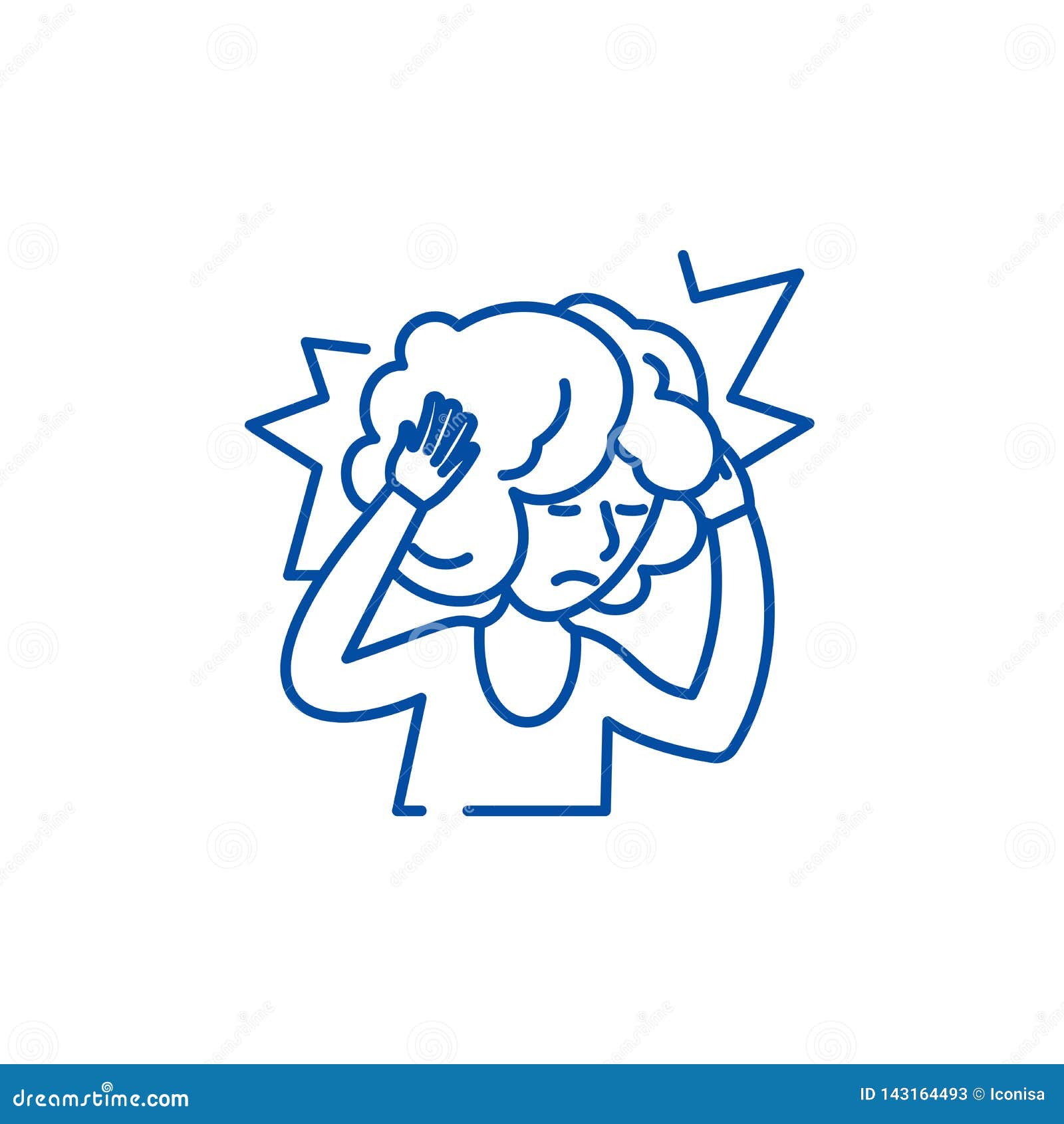 Headache Line Icon Concept. Headache Flat Vector Symbol, Sign, Outline ...