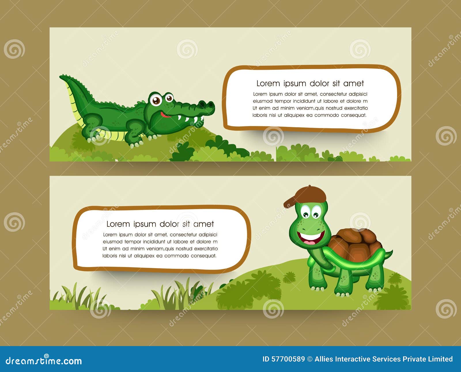 Web header or banner set. stock illustration. Illustration of animal ...