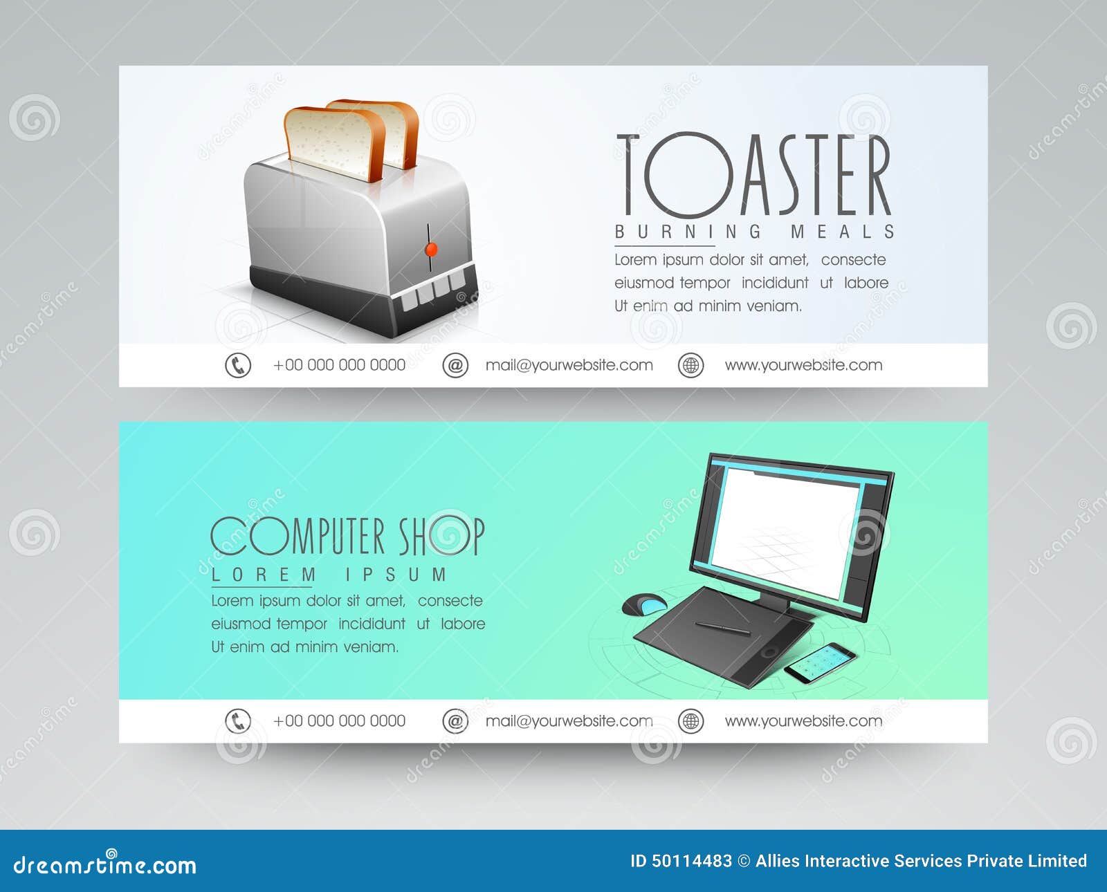 Web header or banner set. stock illustration. Illustration of ...