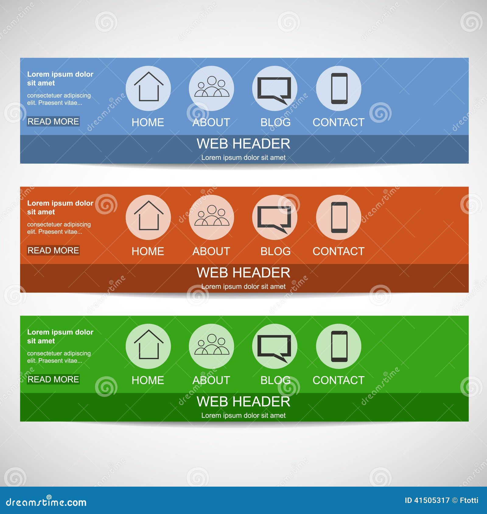 Web Header in Flat Design Style Stock Vector - Illustration of icon ...