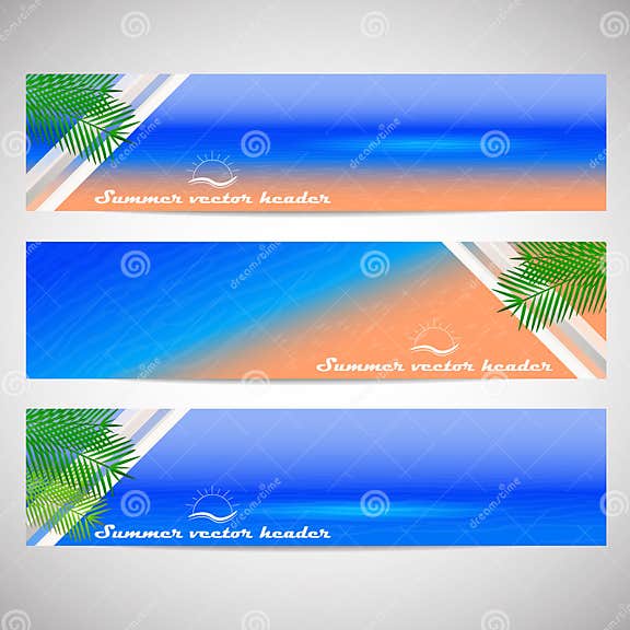 Web Headers or Banners with Summer Holiday Theme Stock Vector ...