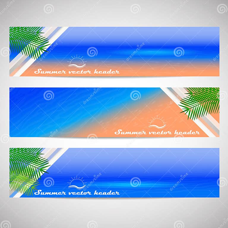 Web Headers or Banners with Summer Holiday Theme Stock Vector ...