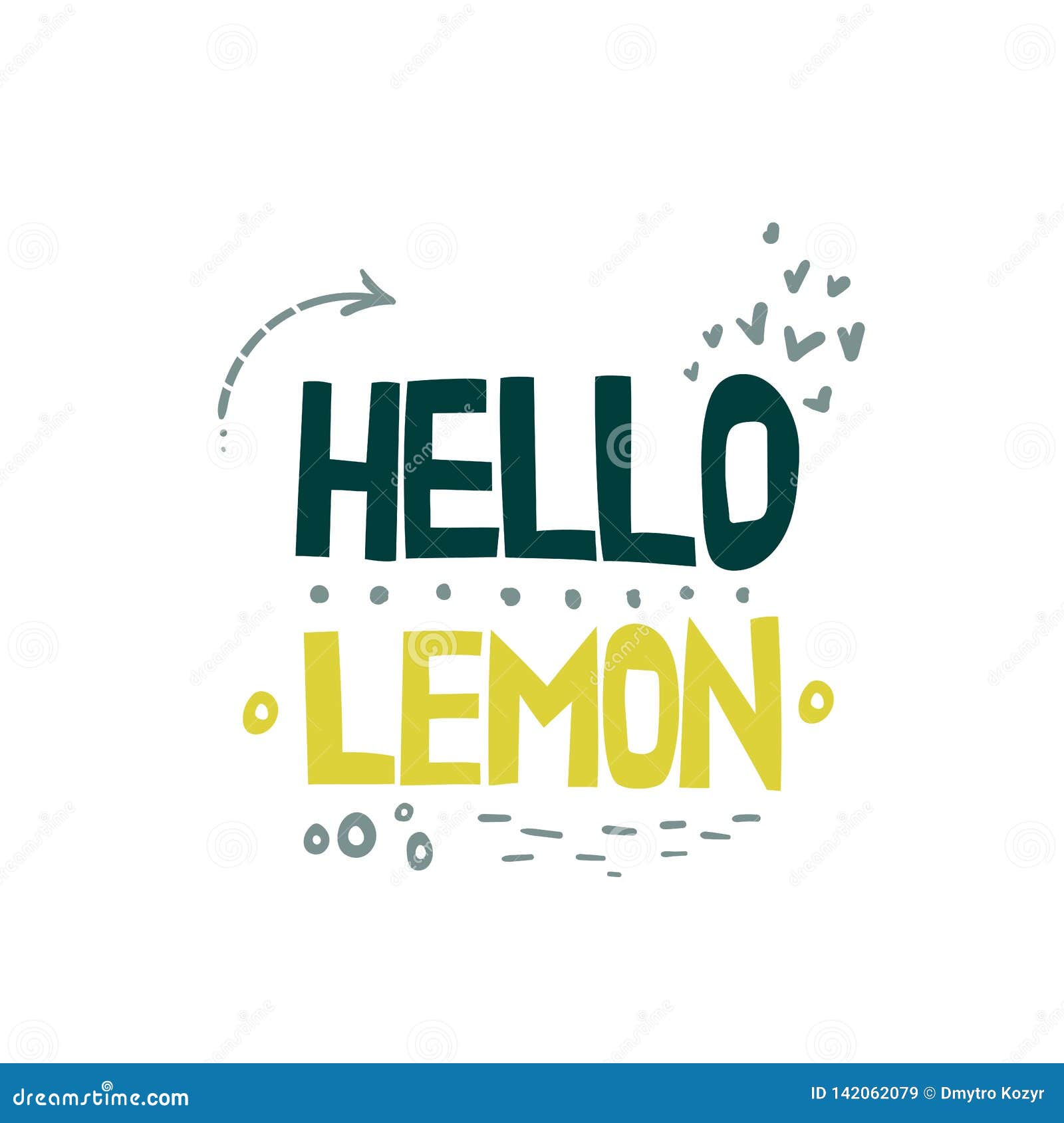 Hello Lemon Hand Drawn Flat Vector Color Lettering Stock Vector ...