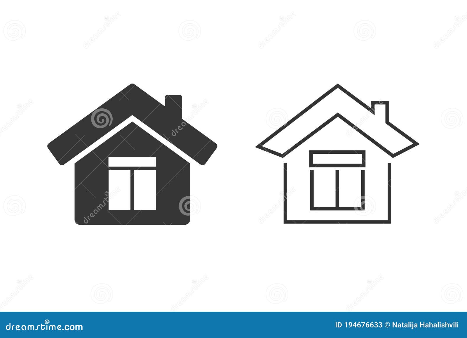 Web Home Line Icon Set in Flat. Vector Stock Vector - Illustration of ...