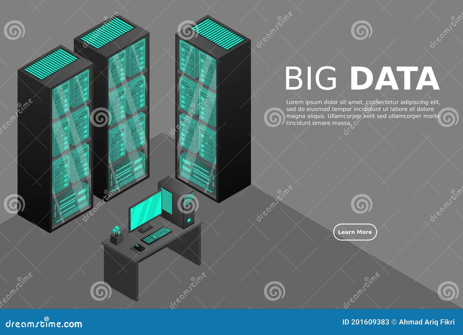 Web Hosting and Big Data Processing, Server Room Rack. Concept of Data ...