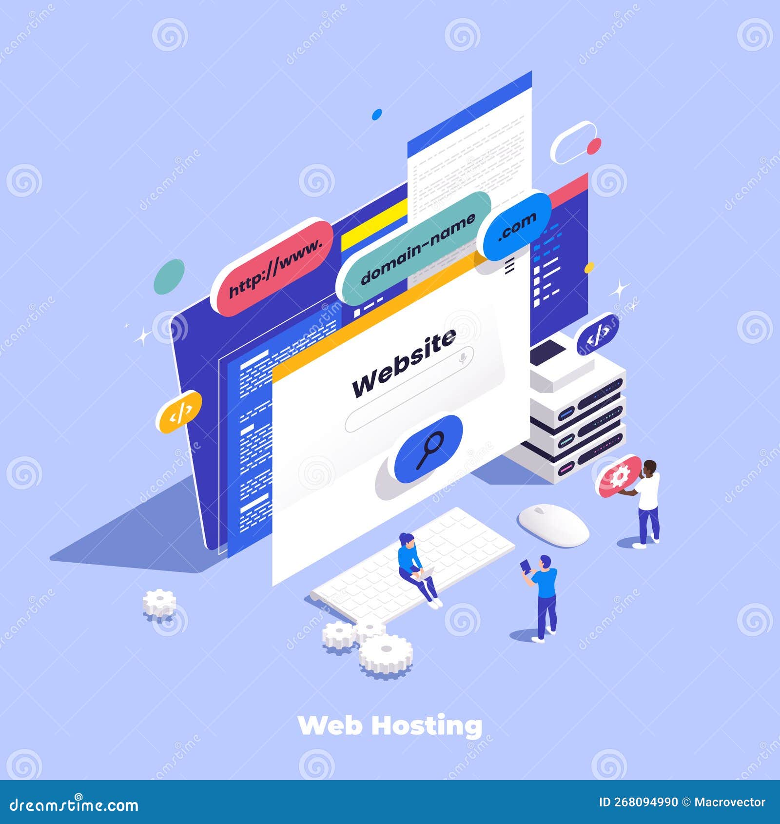Web Hosting Computer Composition Stock Vector - Illustration of ...